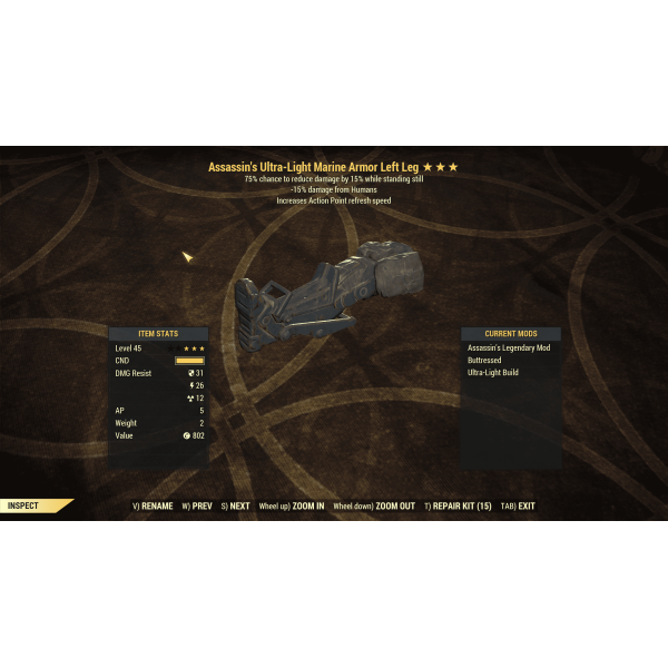 Buy [Armor set] Assasin's Sentinel Marine Armor (AP Refresh) Fallout 76